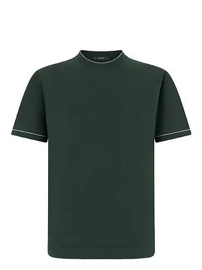 Boggi Milano Crew-neck Cotton Crêpe Knit T-shirt - Dark Green
