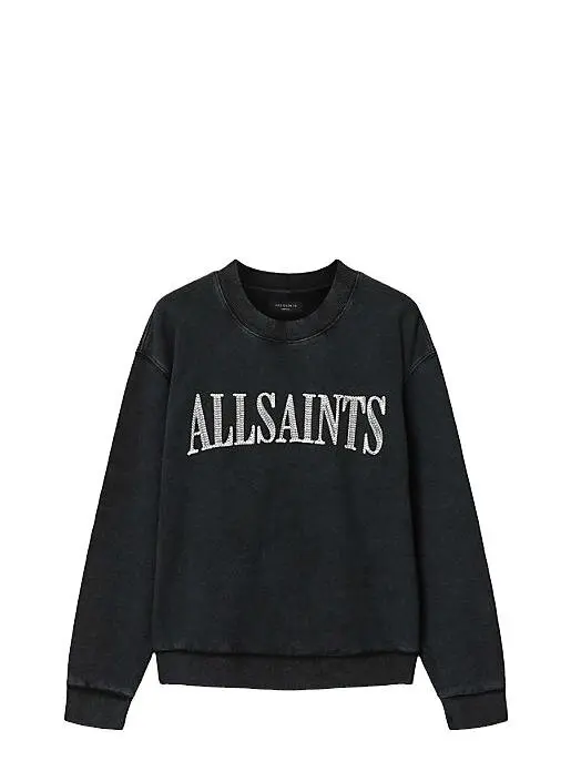 ALLSAINTS Dash Logo-print Cotton Sweatshirt - Washed Black