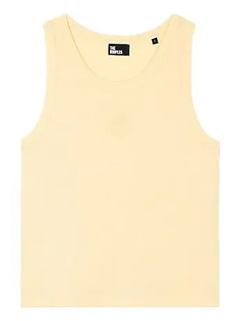 The Kooples Sleeveless Logo-embroidered Cotton T-shirt - Light Yellow