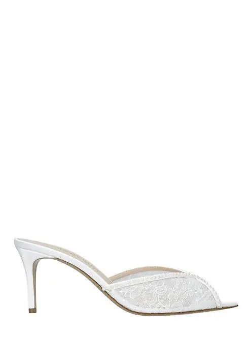 ANDREA WAZEN Katy 75 Lace And Satin Heeled Mules - White