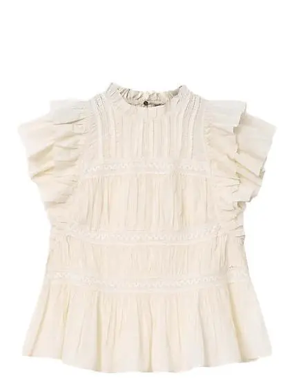 ALLSAINTS Harriet Ruched Woven Top - Dove White