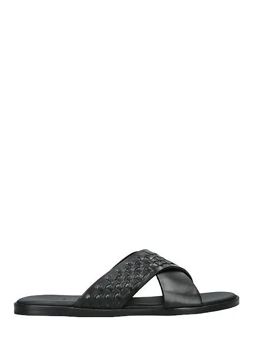 Magnanni Leather Cross-strap Sandals - Black
