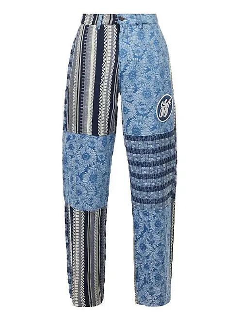 HONOR THE GIFT Patchwork Straight-leg Trousers - Blue