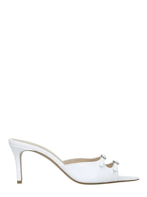 ANDREA WAZEN Carol 75 Leather Heeled Mules With Embellished Buckles - White