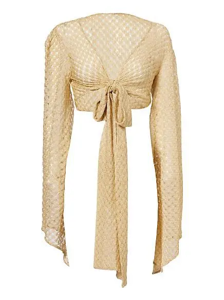 Missoni Wrap Front-tie Metallic-knit Cropped Top - S10by-gold