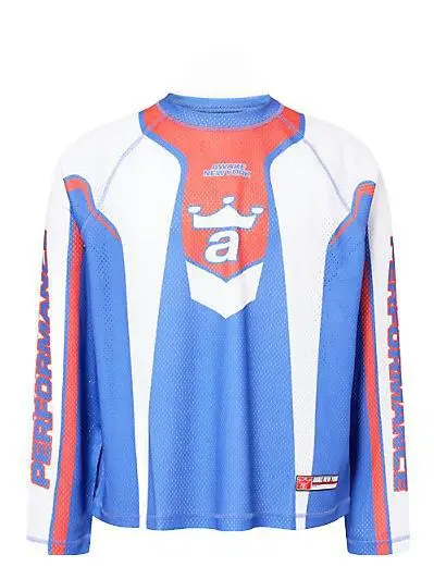 AWAKE NY Long Sleeve Mesh Jersey Top - Blue Multi