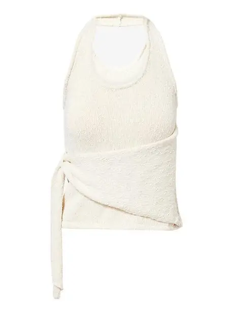 4TH & RECKLESS Braya Boucle Knit Halter Neck Sleeveless Top - Beige