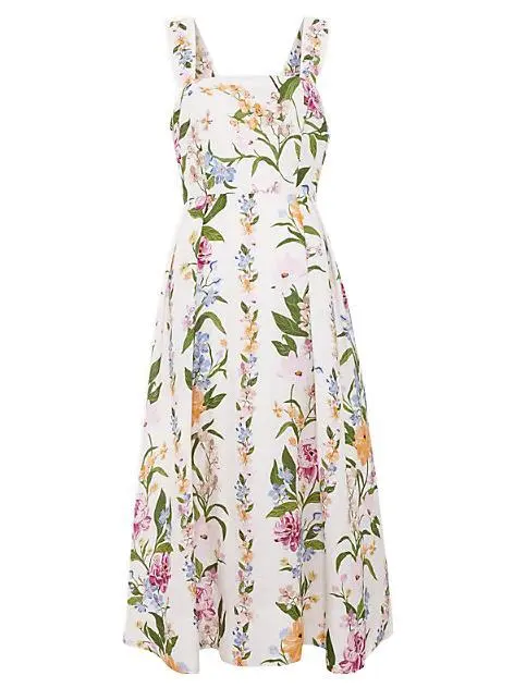PHASE EIGHT Lucia Floral Print Linen-blend Midi Dress - Multi