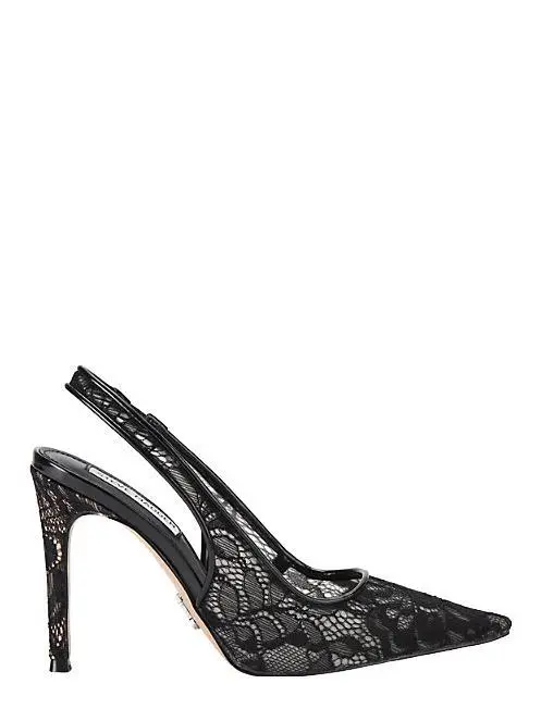 Steve Madden Reyes Lace Heeled Slingback Courts - Black