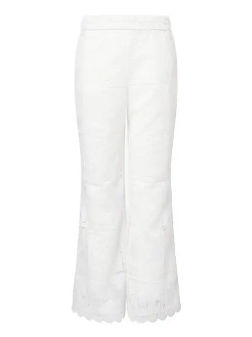 Zimmermann Aster Embroidered Woven Trousers - Ivory