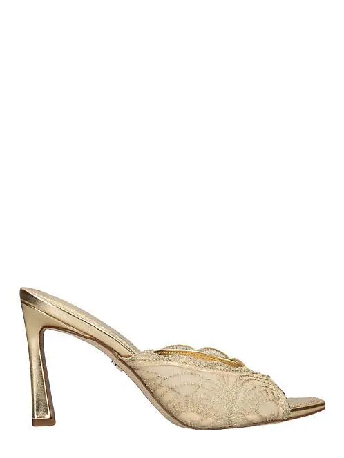 Sam Edelman Lace Heeled Mules - Gold