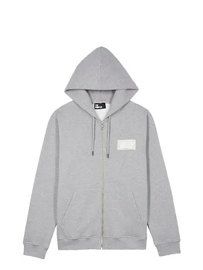 The Kooples Branded Zip-up Cotton-jersey Hoody - Grey Melange
