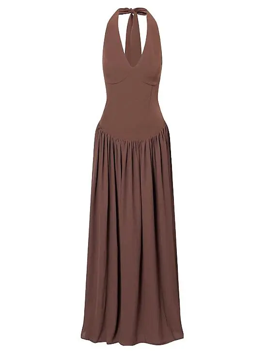 PRETTY LAVISH Isadora Woven Maxi Dress - Brown