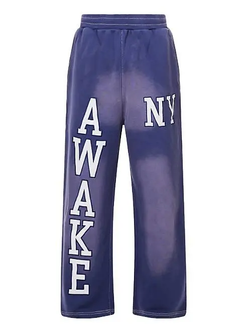 AWAKE NY Text Logo-embroidered Cotton Jogging Bottoms - Navy