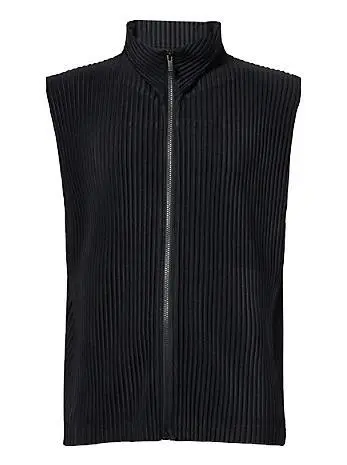 Issey Miyake Homme Plissé Pleated Zip-up Vest - Black