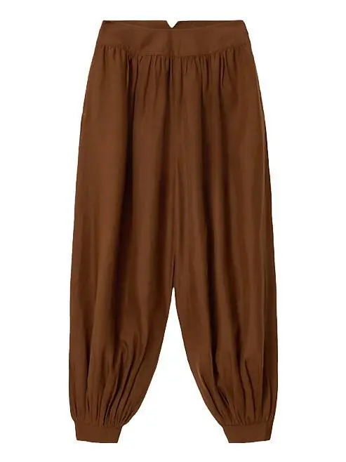 ALLSAINTS Harrie Balloon-leg Linen-blend Trousers - Hot Choc Brown