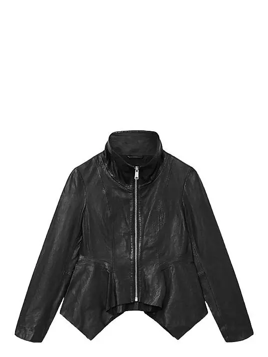 ALLSAINTS Grace Draped Leather Jacket - Black