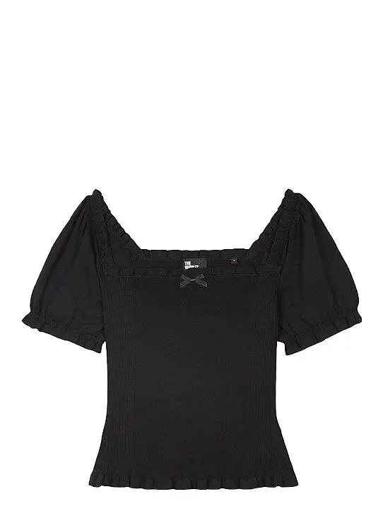 The Kooples Off-shoulder Stretch-woven Top With Bow Detail - Black