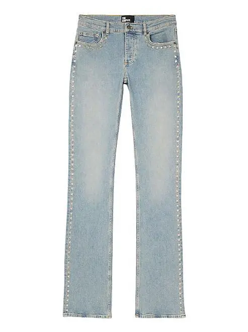 The Kooples Studded Slim-fit Stretch-denim Jeans - Baby Blue