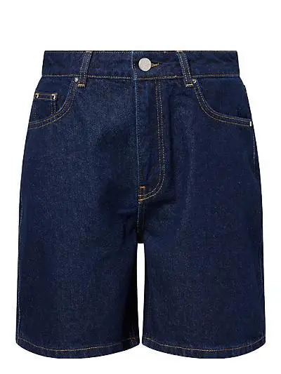 THE COUTURE CLUB High-waisted Cotton Denim Shorts - Indigowash