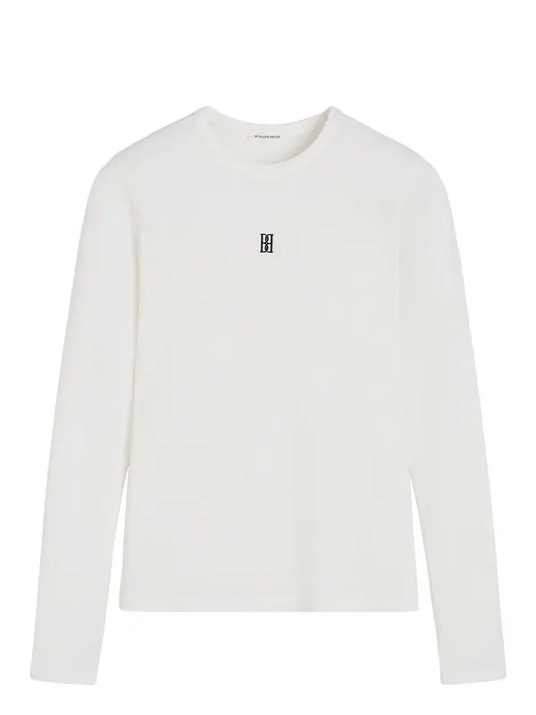 BY MALENE BIRGER Brita Organic Cotton Long-sleeved T-shirt - Soft White