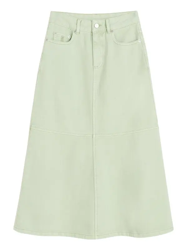 BY MALENE BIRGER Solene A-line Denim Midi Skirt - Seacrest