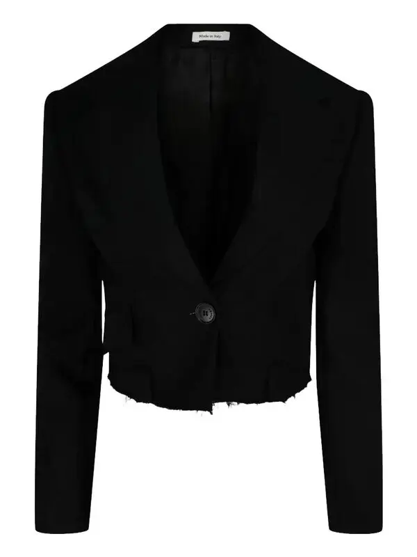Alexander McQueen Raw-hem Cropped Jacket - Black
