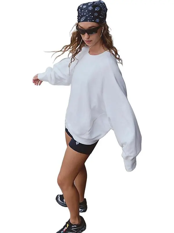 Free People Trackline Crew Sweatshirt - White