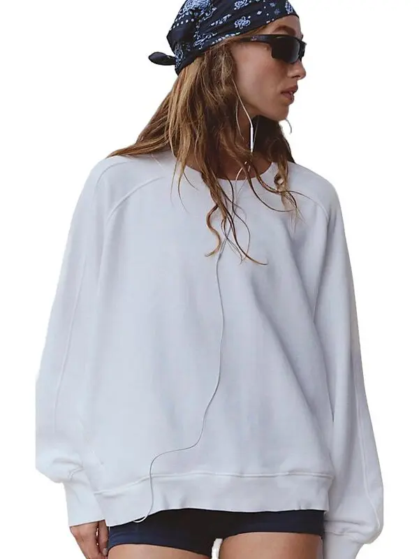 Free People Trackline Crew Top - White