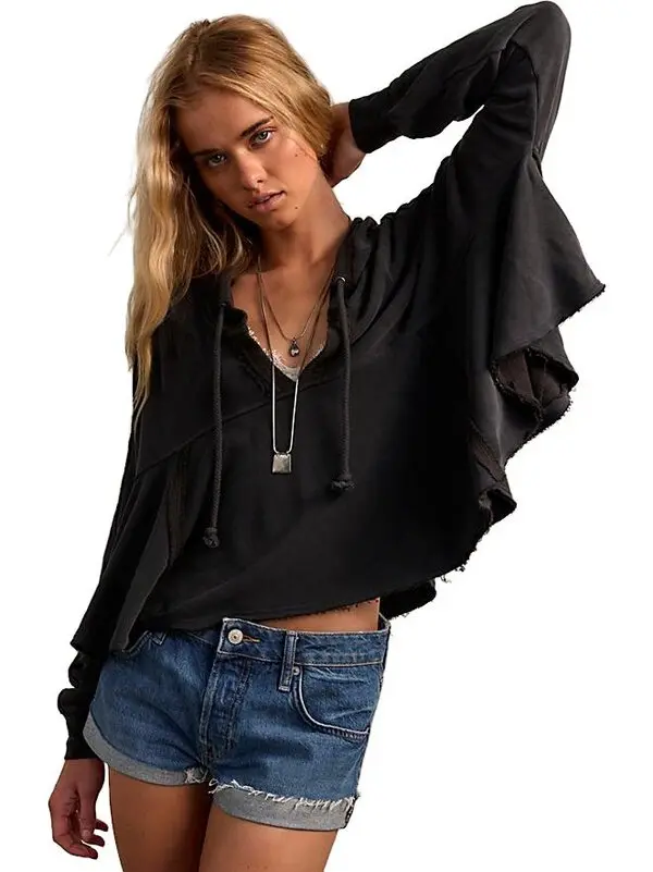 Free People Catching Waves Hoodie - Black