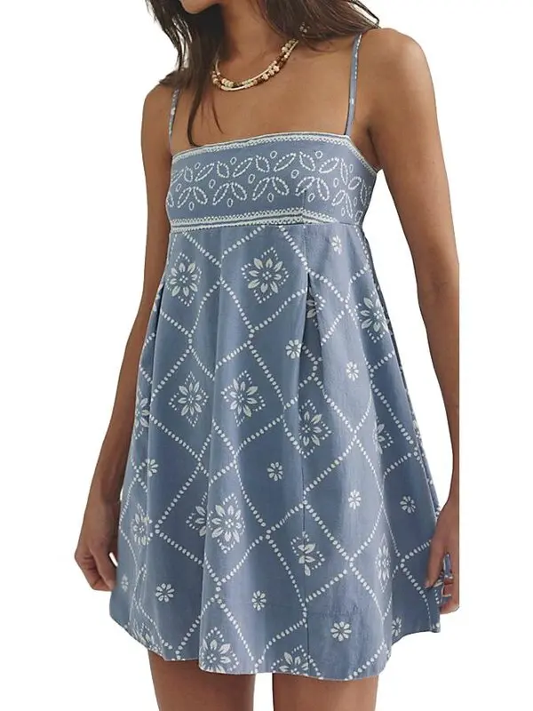 Free People Sun Chaser Mini Dress - Blue Combo