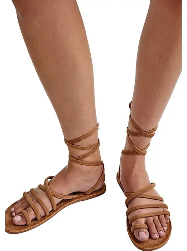 Free People Under The Sun Wrap Sandals - Tan
