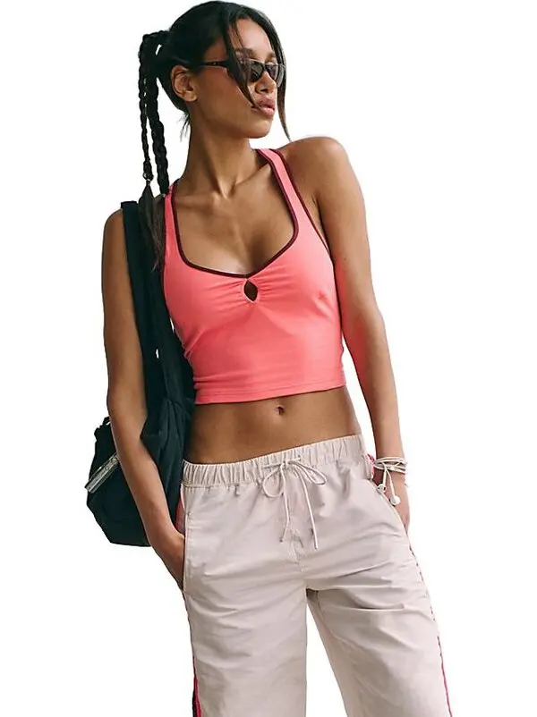Free People Never Better Squad Tank - Neon Coral/mahogany Combo