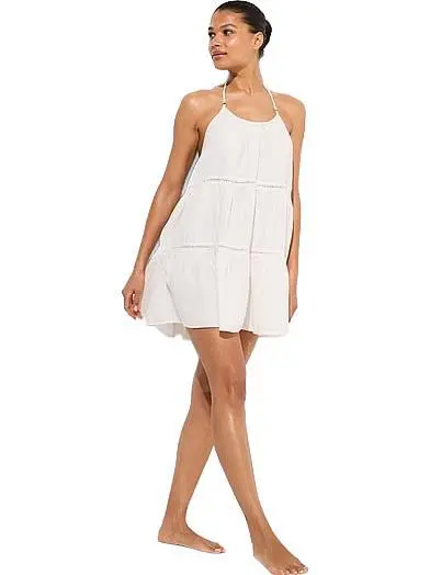 Victoria's Secret Cotton Gauze Tiered Mini Dress - Grey