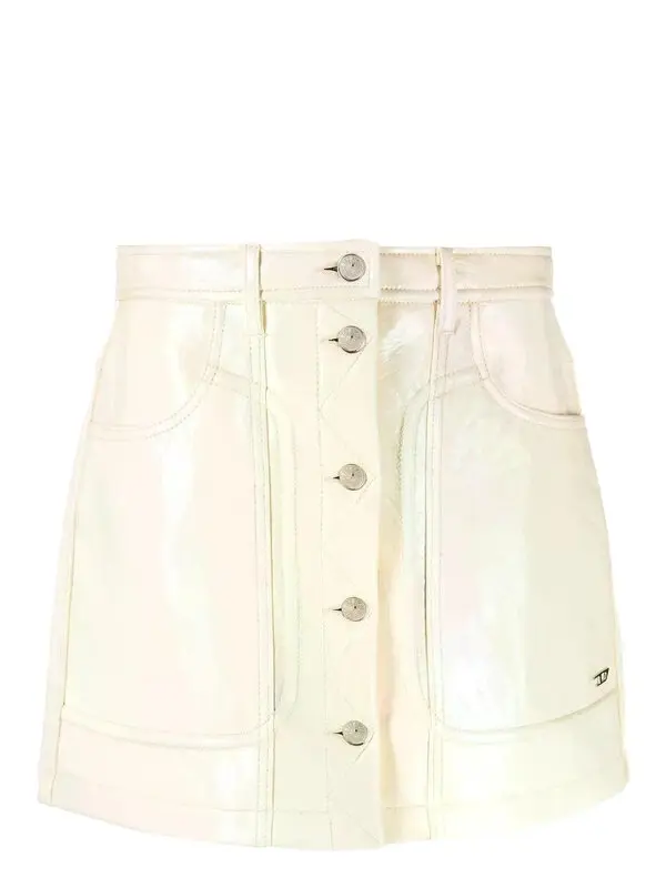 DIESEL® High-waisted Mini Skirt With Button Detail - Neutrals
