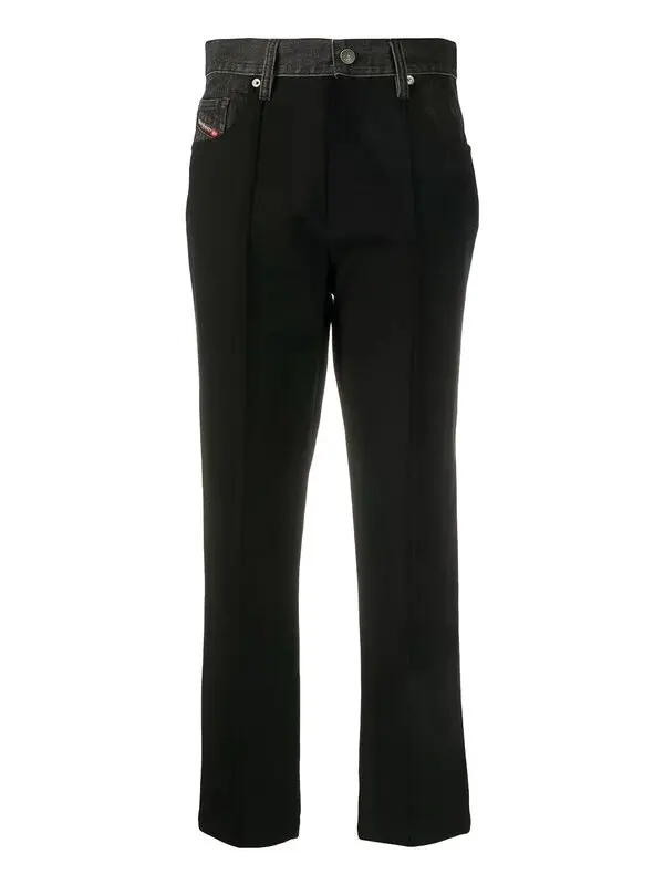 DIESEL® Hybrid Milano-knit Cropped Jeans - Black
