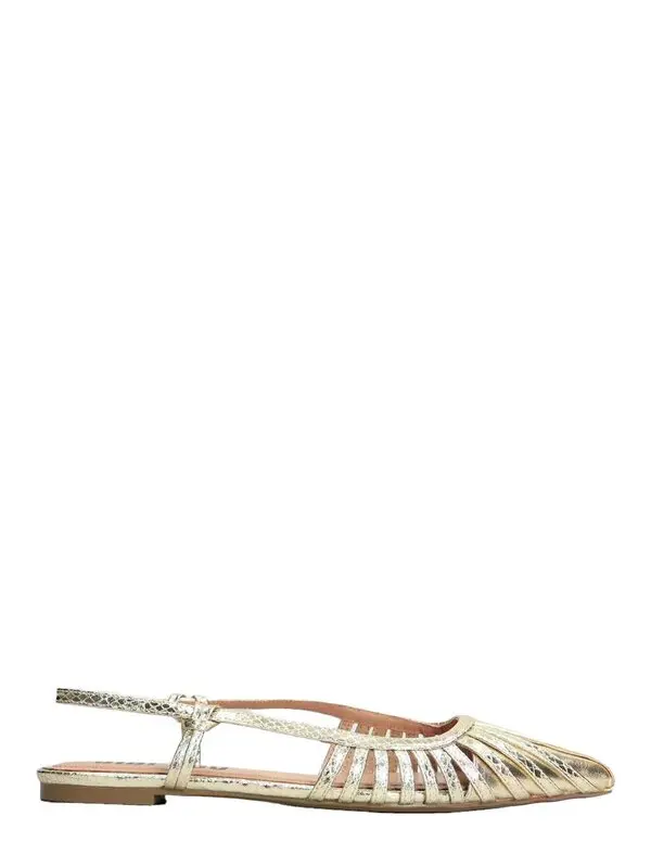 BIBI LOU Snakeskin-effect Cage Ballet Flats - Gold