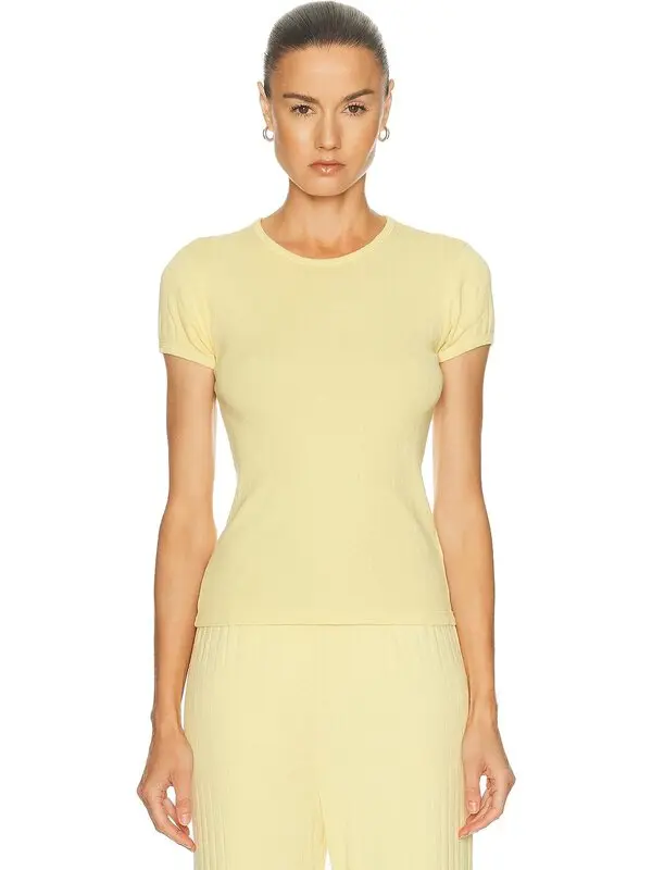 Donni. The Pointelle Baby Tee - Butter