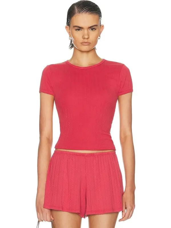 Donni. The Pointelle Baby Tee - Raspberry