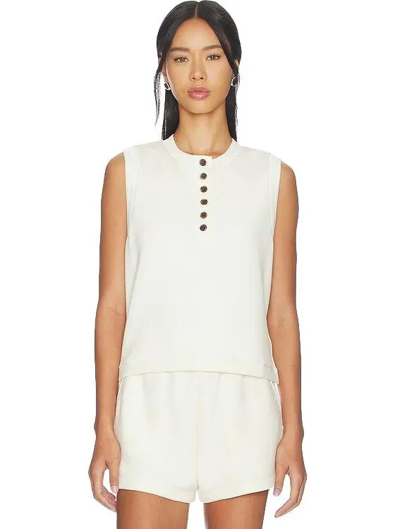 Varley Marla Button Placket Tank Top - Ivory