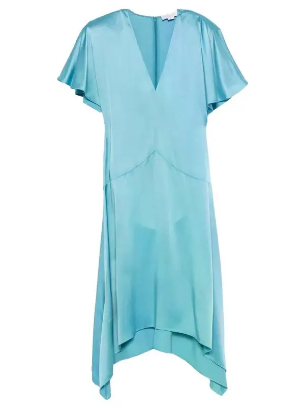Stella McCartney V-neck Asymmetric Midi Dress - Blue