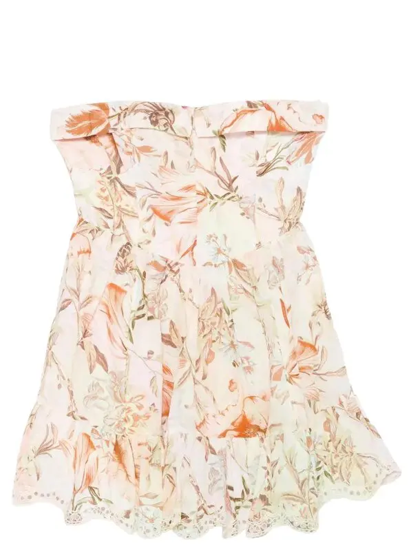 Hemant & Nandita Ezra Floral Print Broderie-anglaise Mini Dress - Neutrals