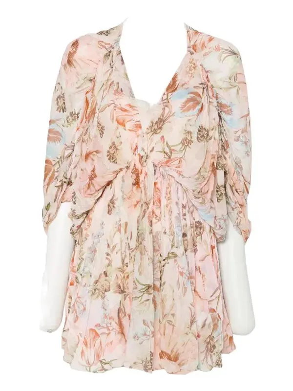 Hemant & Nandita Floral Print Crinkled Shorts - Pink