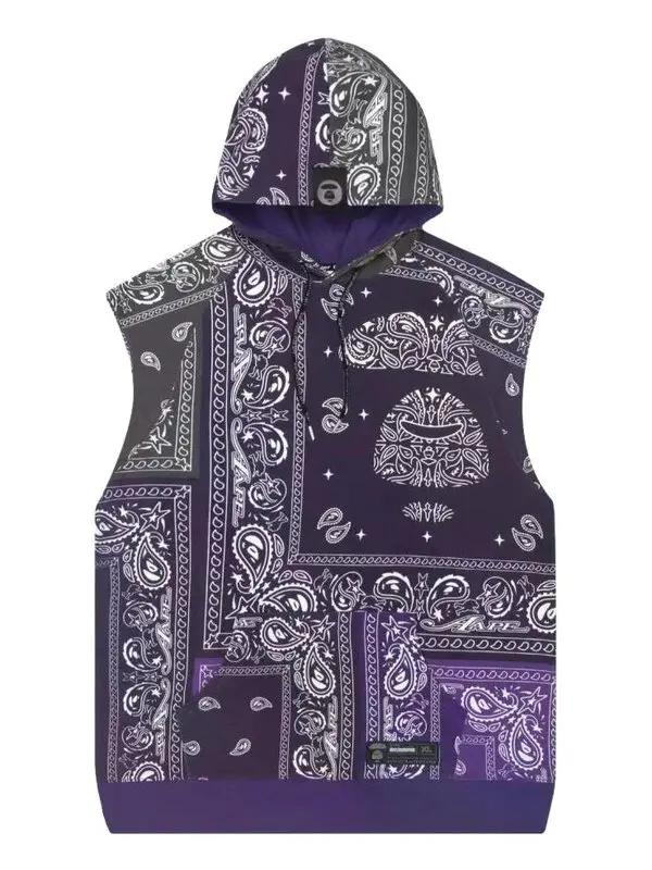 AAPE BY *A BATHING APE Paisley Print Sleeveless Hoodie - Purple