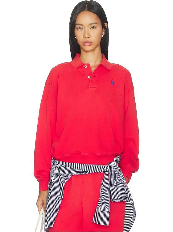 Polo Ralph Lauren Island Fleece Polo Sweatshirt In . Also - Red