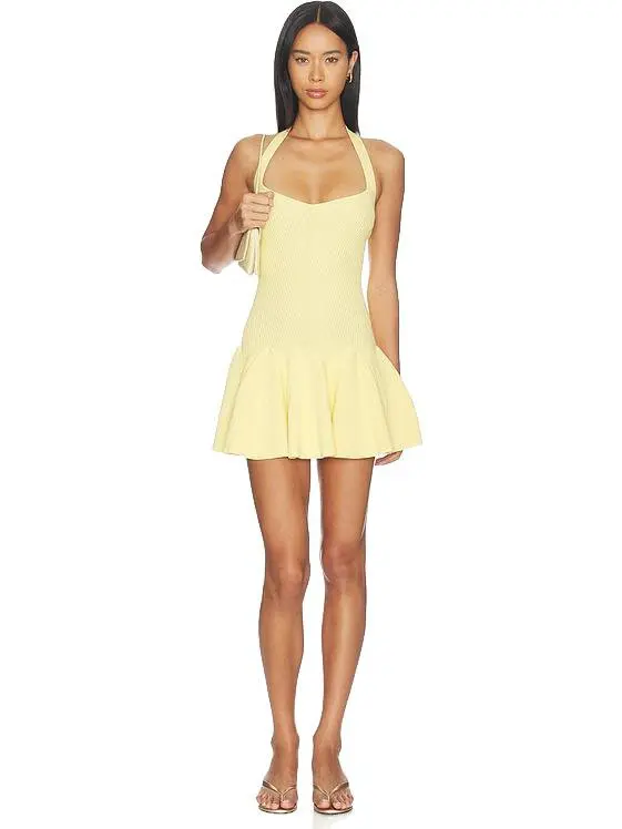 Retrofete Laurenza Halterneck Mini Dress - Yellow