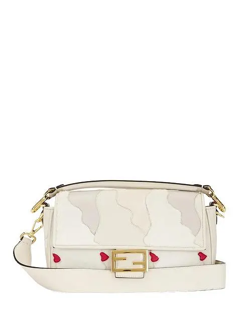 FWRD RENEW Fendi Mink Fur Nappa Faces Baguette Shoulder Bag - Ivory
