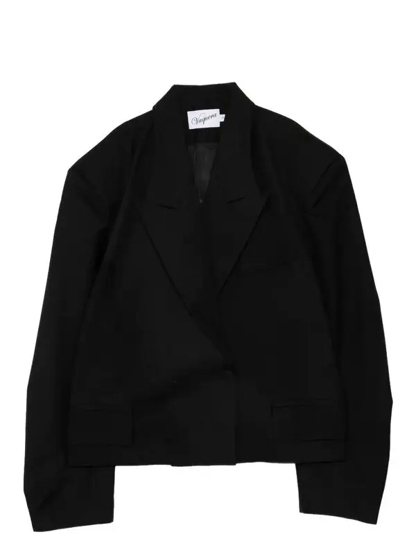 Vaquera Slouchy Double-breasted Peak Lapel Blazer - Black