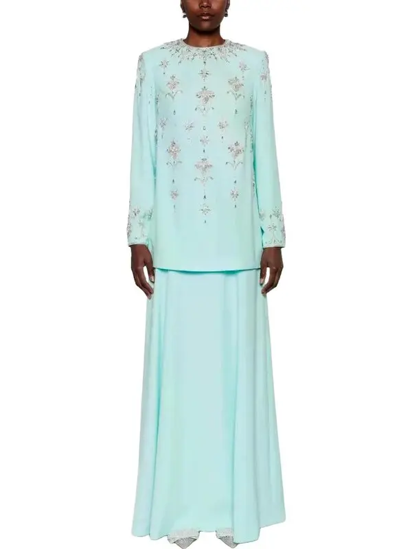 DINA MELWANI Crystal-embellished Maxi Dress - Blue