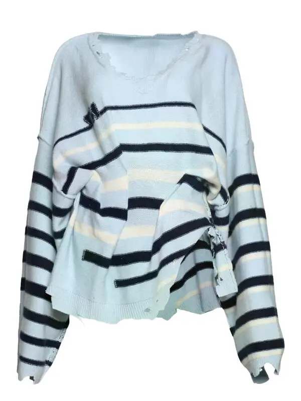 Natasha Zinko Distressed Striped Sweater - Blue